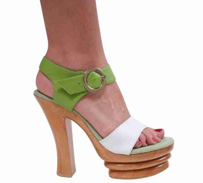 Karo Shoes 3254 - Green and White Leather in Sexy Heels & Platforms ...