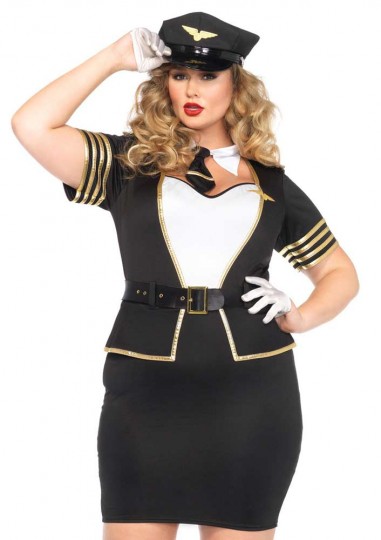 Leg Avenue 4 Piece Mile High Pilot,dress With Jacket Overlay,belt,tie ...