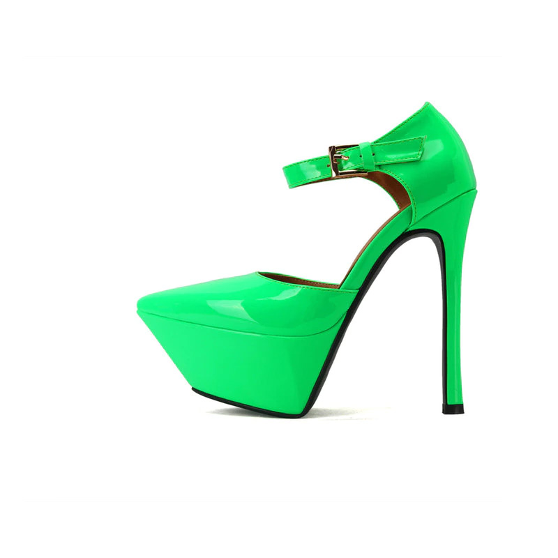 Emma Jones Pointed Toe Stiletto Heels Platforms Ankle Buckle Straps