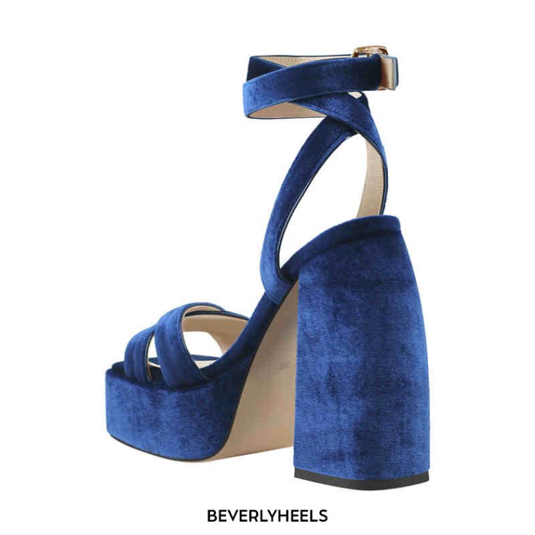 Maken Square Open Toe Chunky Heels Ankle Buckle Straps Platforms ...