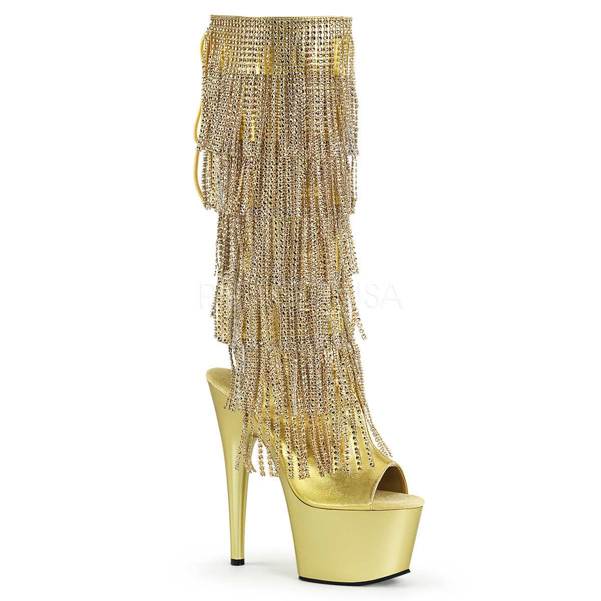 Pleaser Adore-2024RSF - Gold Metallic Pu Matte in Sexy Boots - $68.63