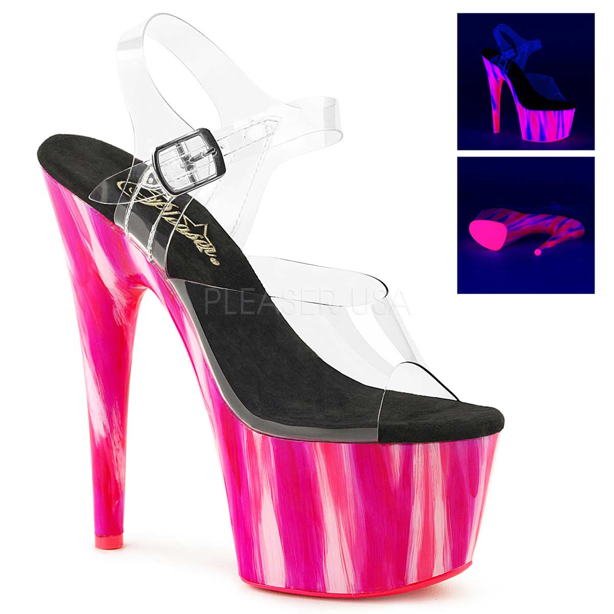 Pleaser Adore-708UVP - Clear Candy Pink in Sexy Heels & Platforms - $43.99
