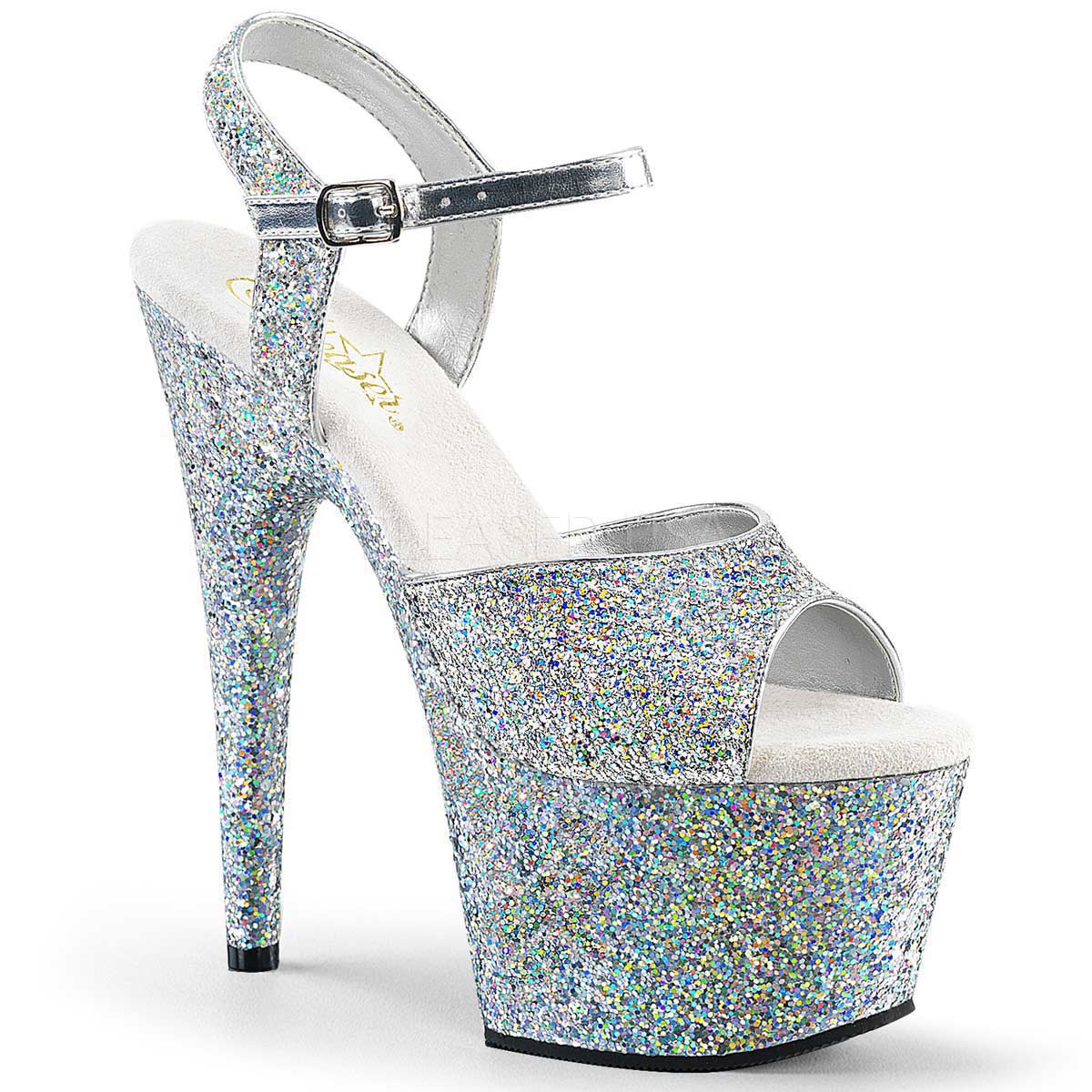Pleaser Adore-710LG - Silver Multi Glitter in Sexy Heels & Platforms ...