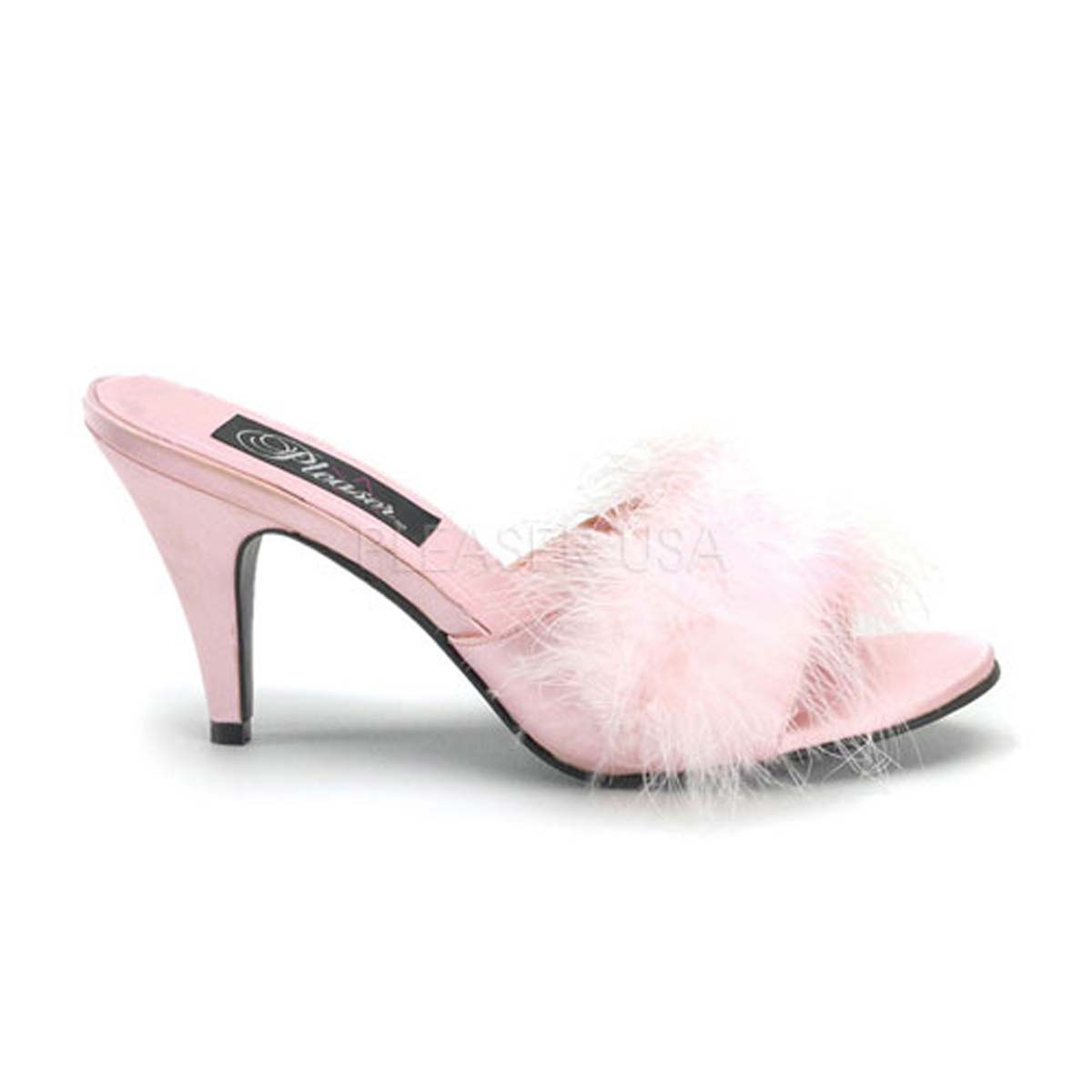 Pleaser Amour-03 - Baby Pink Satin-Fur in Sexy Heels & Platforms - $44.99