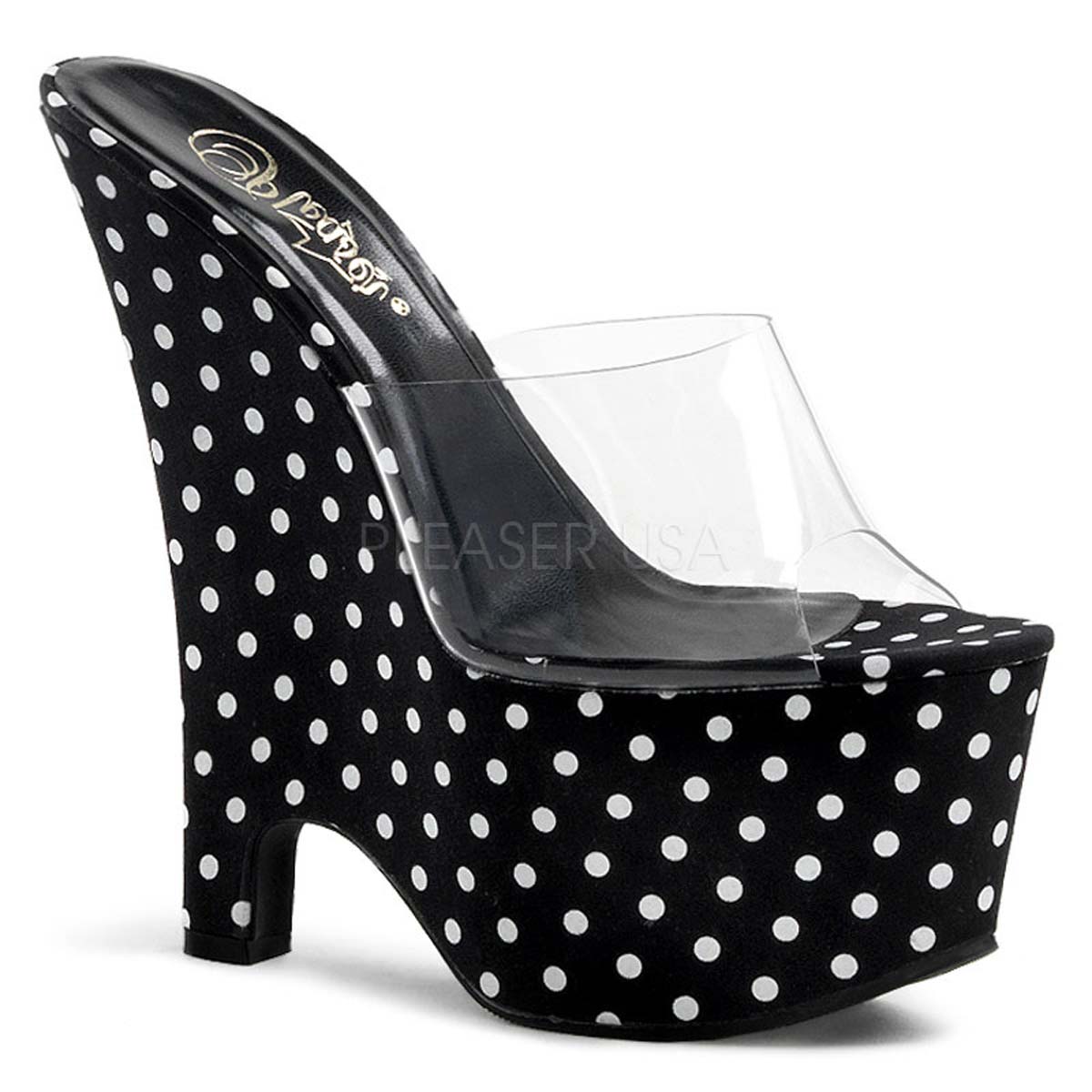 Pleaser Beau-601PD - Black Polka Dot in Sexy Heels & Platforms - $36.89