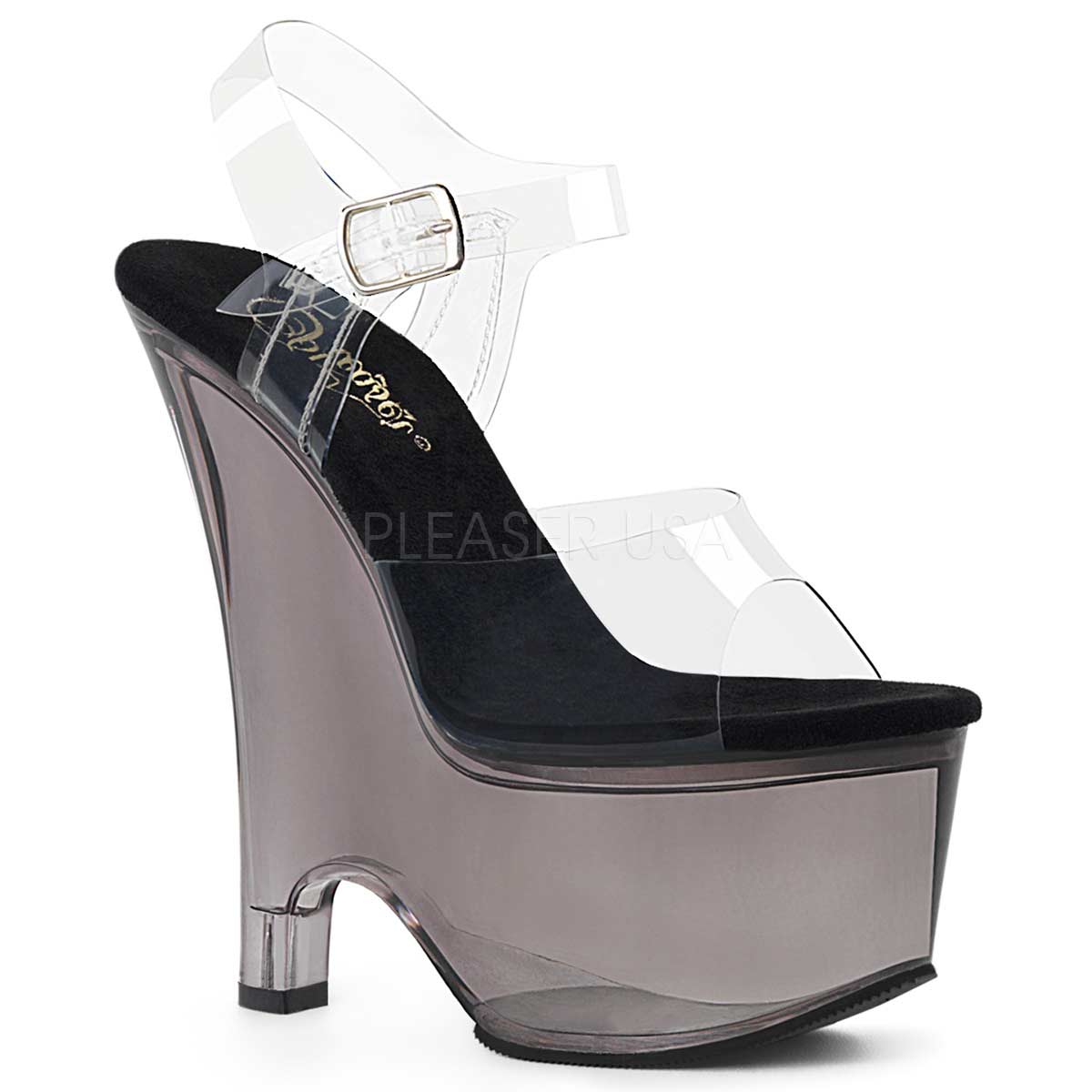 Pleaser Beau-608T - Clear Smoke in Sexy Heels & Platforms - $43.99