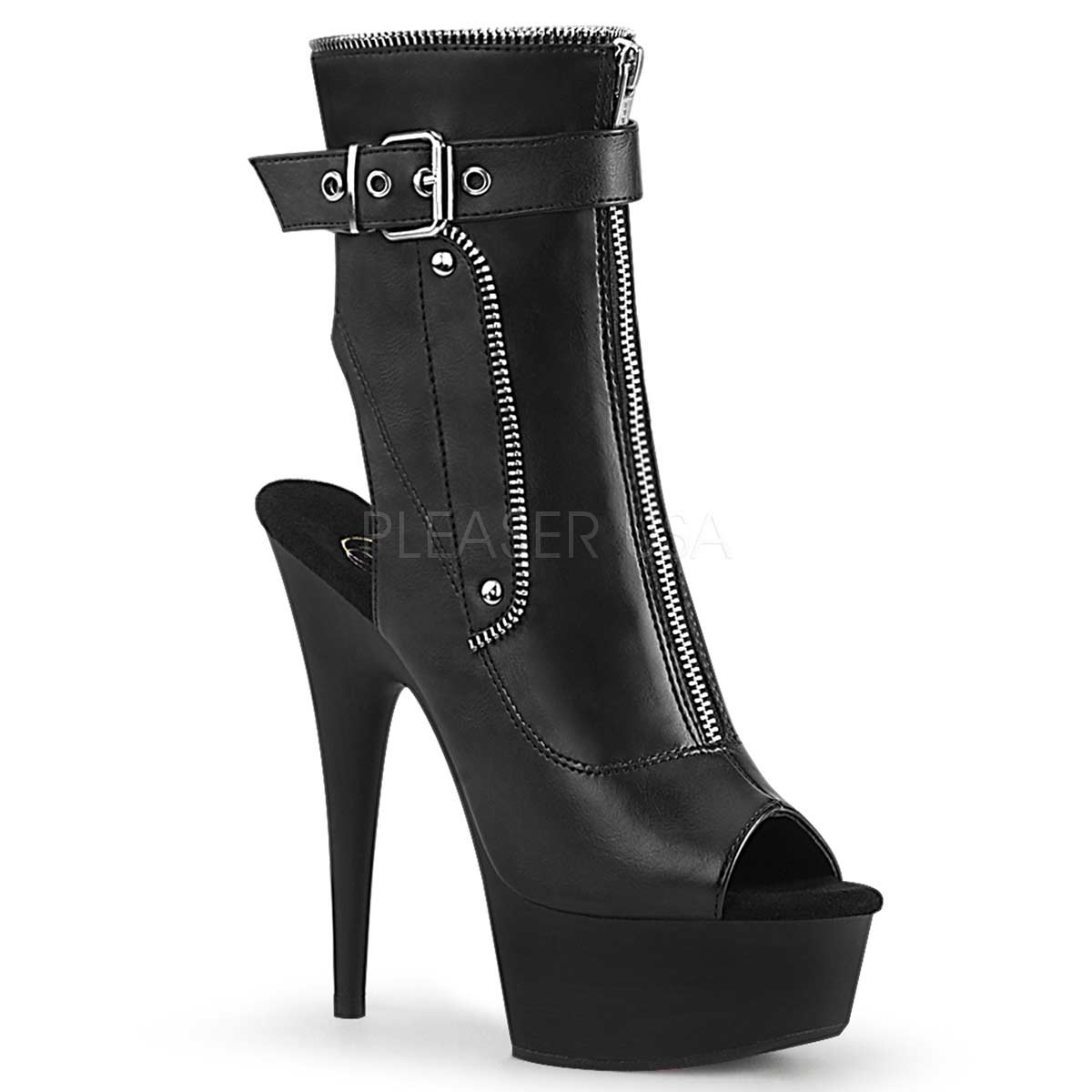 Pleaser Delight-1035 - Black Faux Leather Matte in Sexy Boots - $49.27