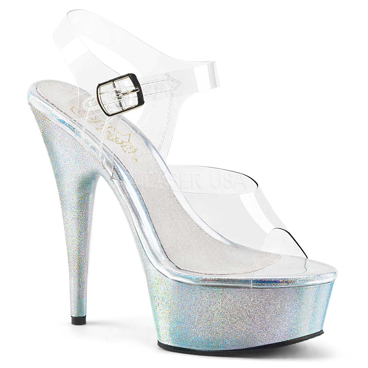 Pleaser Delight-608HG - Clear Silver Hologramgraphic Glitters in Sexy ...