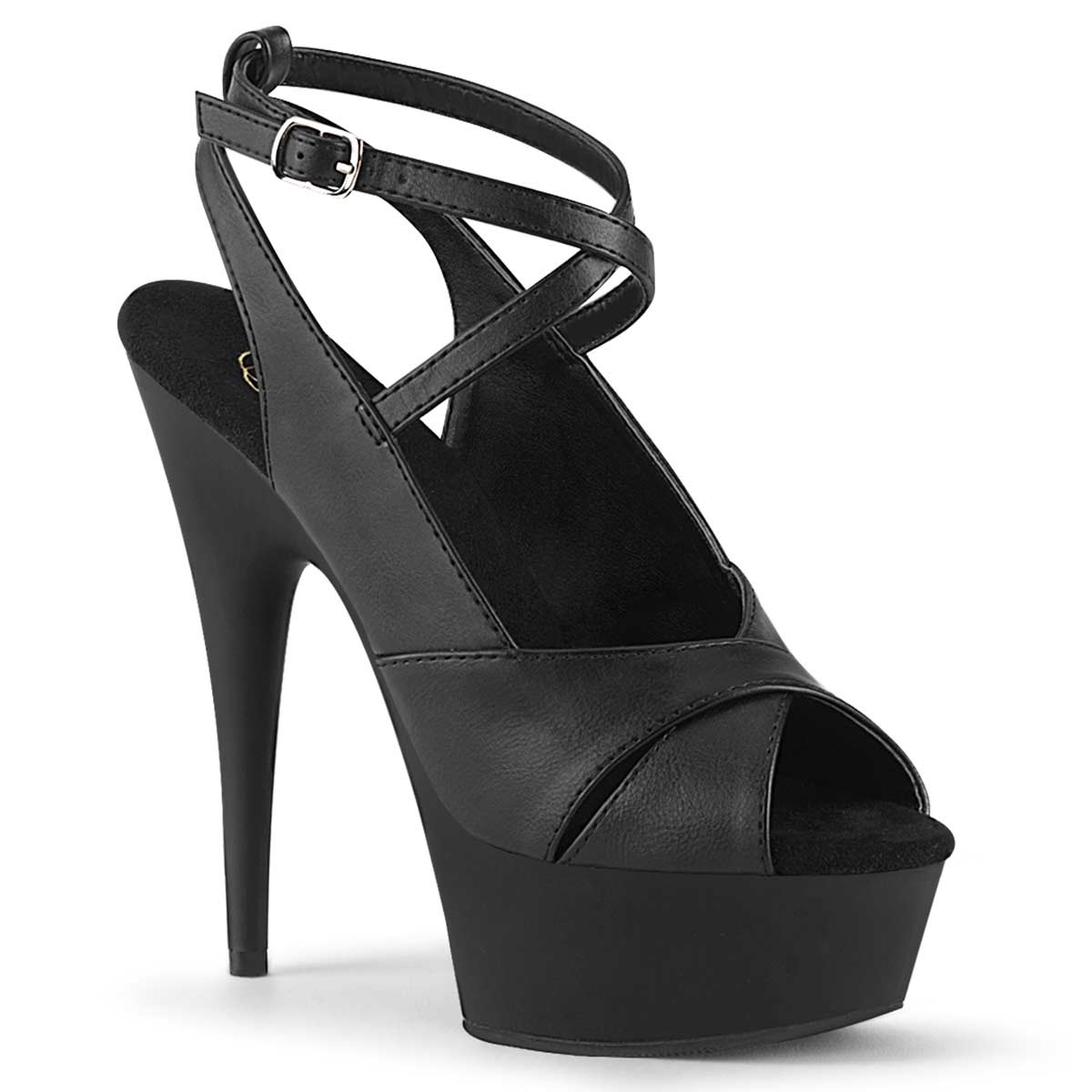 Pleaser Delight-632 - Black Faux Leather Matte in Sexy Heels ...