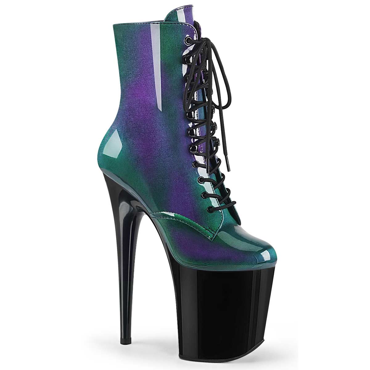 Pleaser Flamingo-1020SHG - Purple Green Black in Sexy Boots - $60.71
