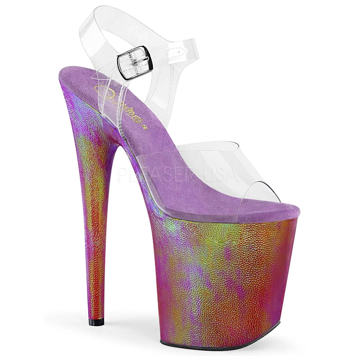 Pleaser Flamingo-808WR - Clear Purple Hologram Wrapped in Sexy Heels ...