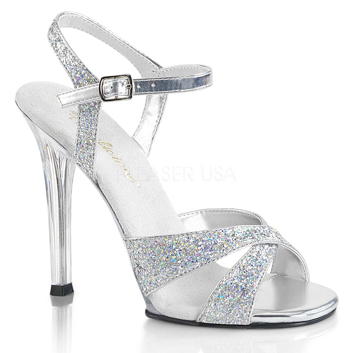 Pleaser Gala-19 - Silver Multi Glitter Clear in Sexy Heels & Platforms ...