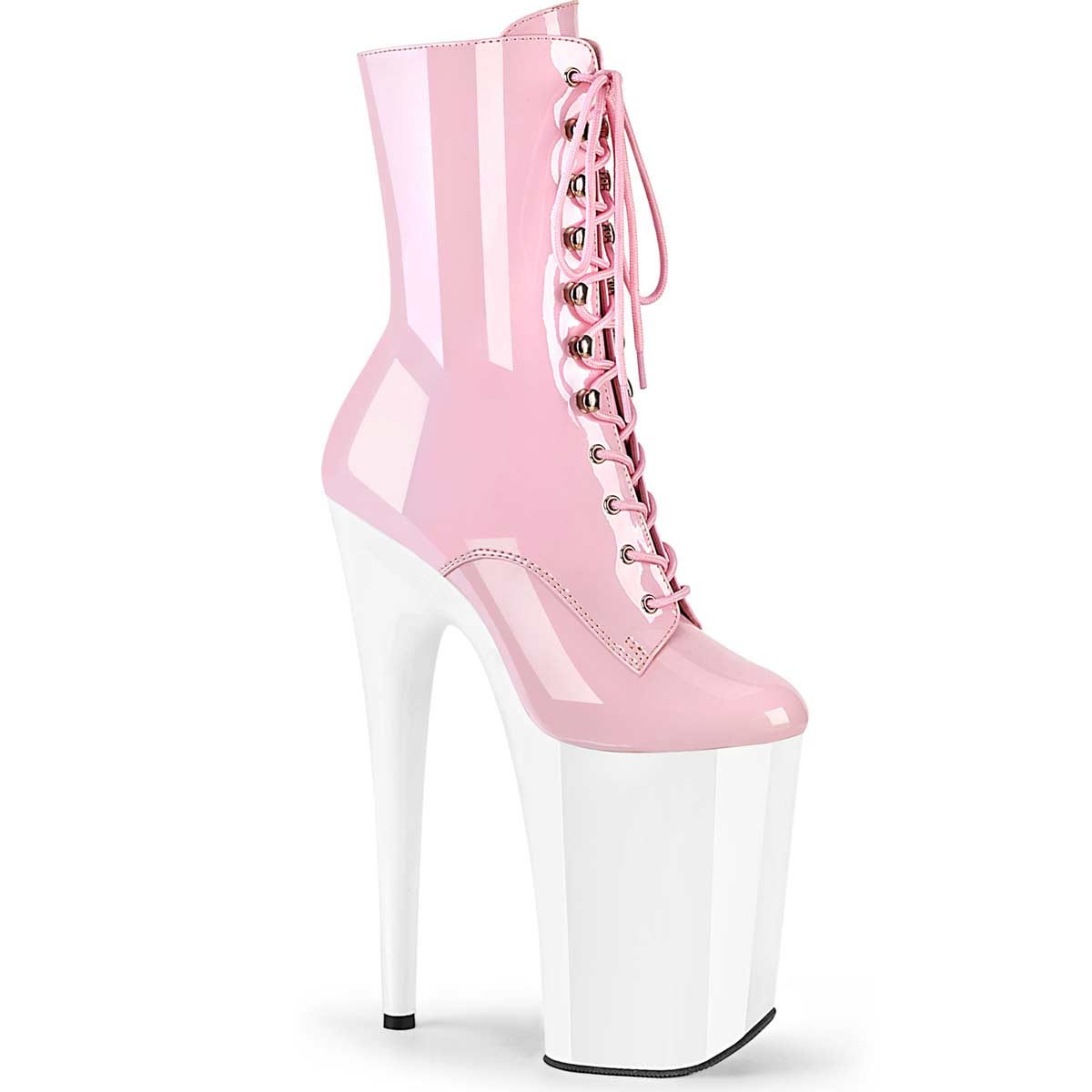 Pleaser Infinity-1020 - Pink Pat White in Sexy Boots - $115.95