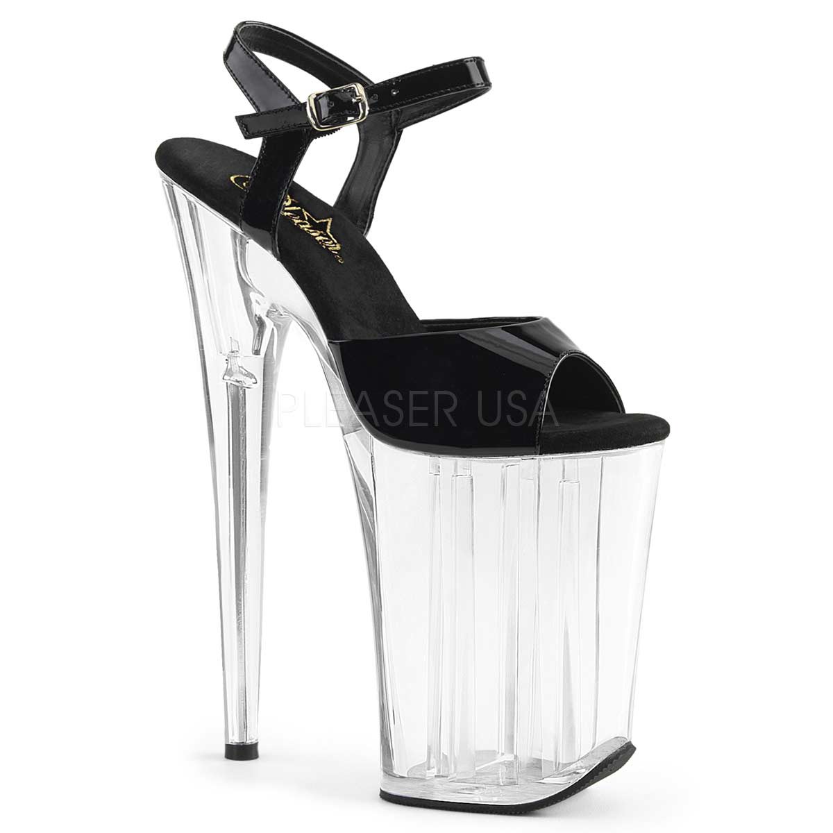 Pleaser Infinity-909 - Black Pat Clear in Sexy Heels & Platforms - $56.69