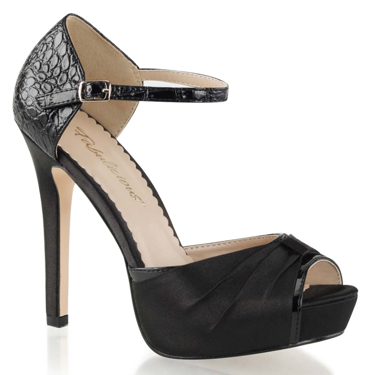 Pleaser Fabulicious LUMINA-48 - Black Satin Patent in Sexy Heels ...