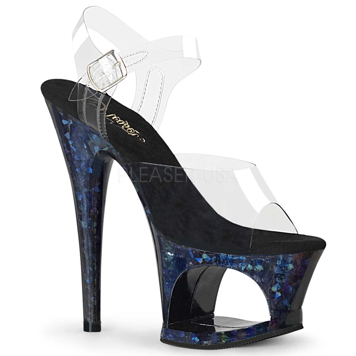 Pleaser Moon-708HSP - Clear Midnight Blue Hologram in Sexy Heels ...