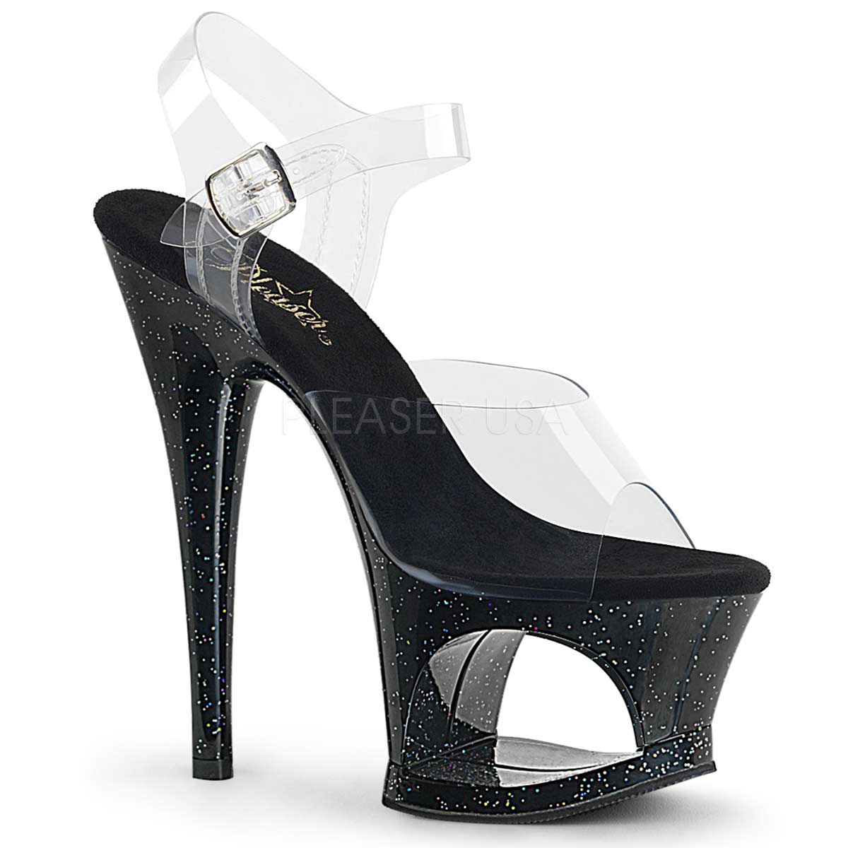 Pleaser Moon-708MG - Clear Black in Sexy Heels & Platforms - $48.39