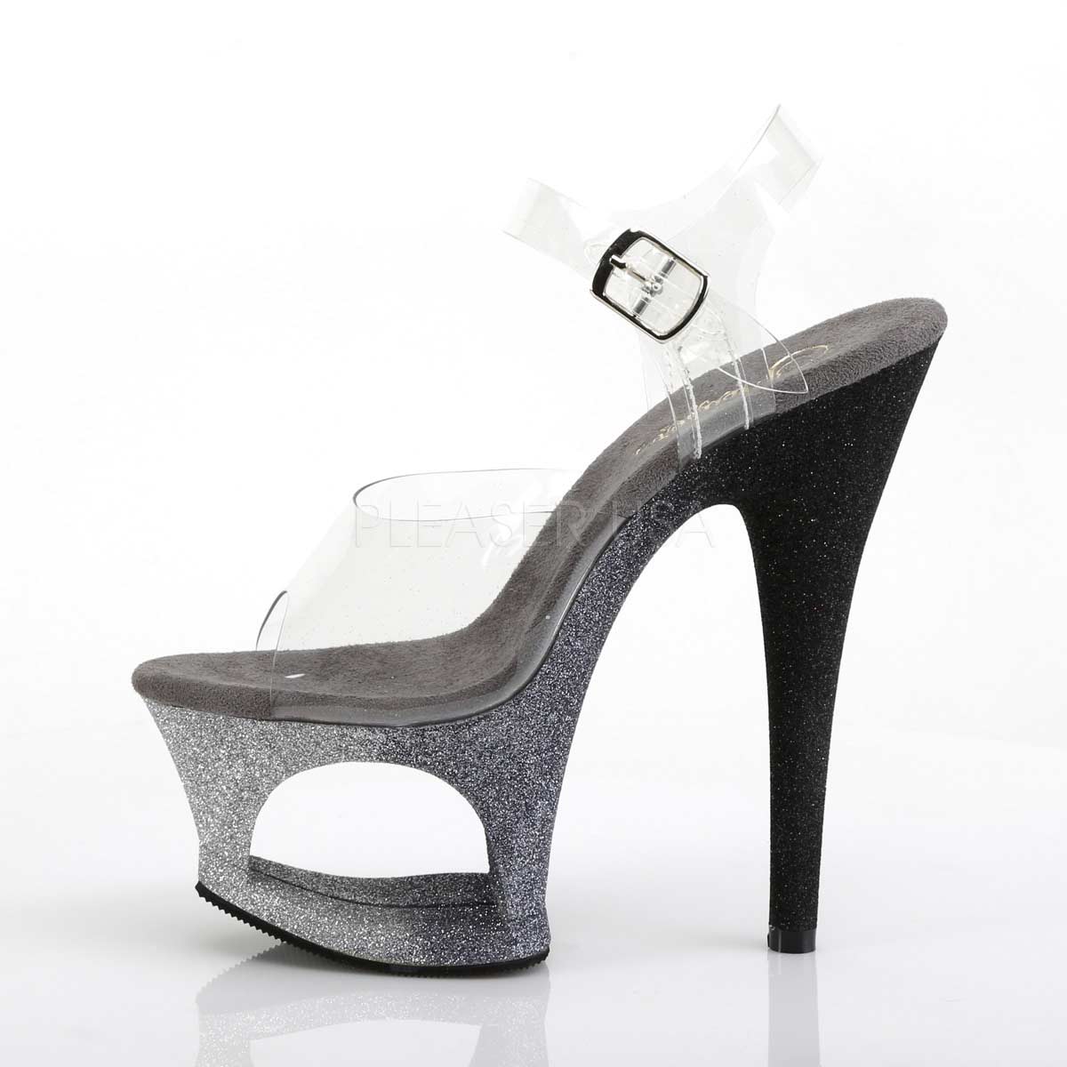 Pleaser Moon-708OMBRE - Clear Silver Black Ombre in Sexy Heels ...