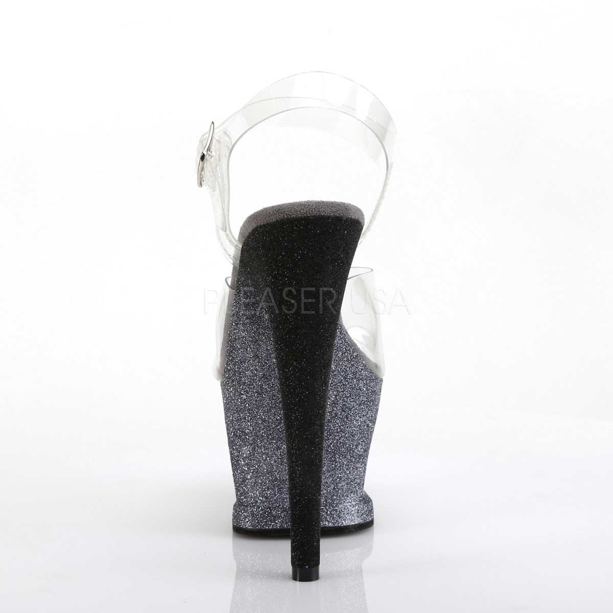 Pleaser Moon-708OMBRE - Clear Silver Black Ombre in Sexy Heels ...