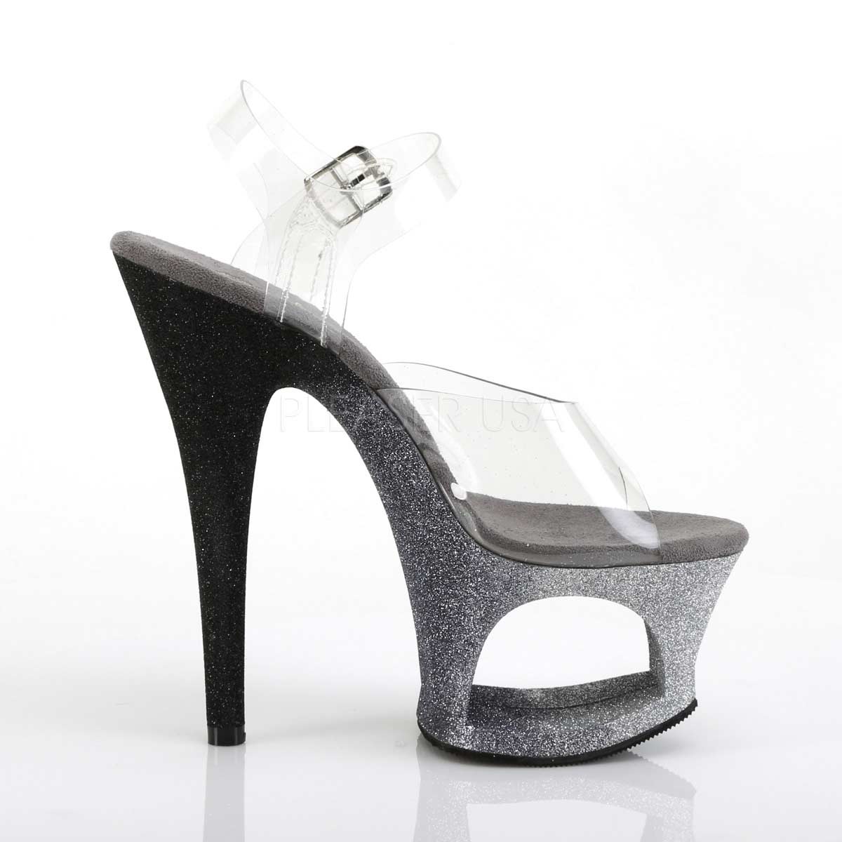 Pleaser Moon-708OMBRE - Clear Silver Black Ombre in Sexy Heels ...