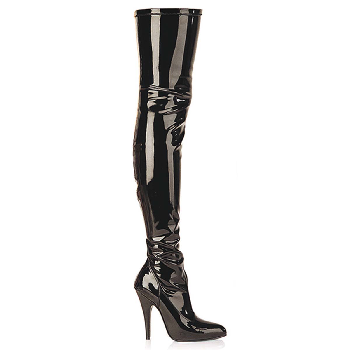 Pleaser Seduce 3000 Black Stretch Patent In Sexy Boots 83 95