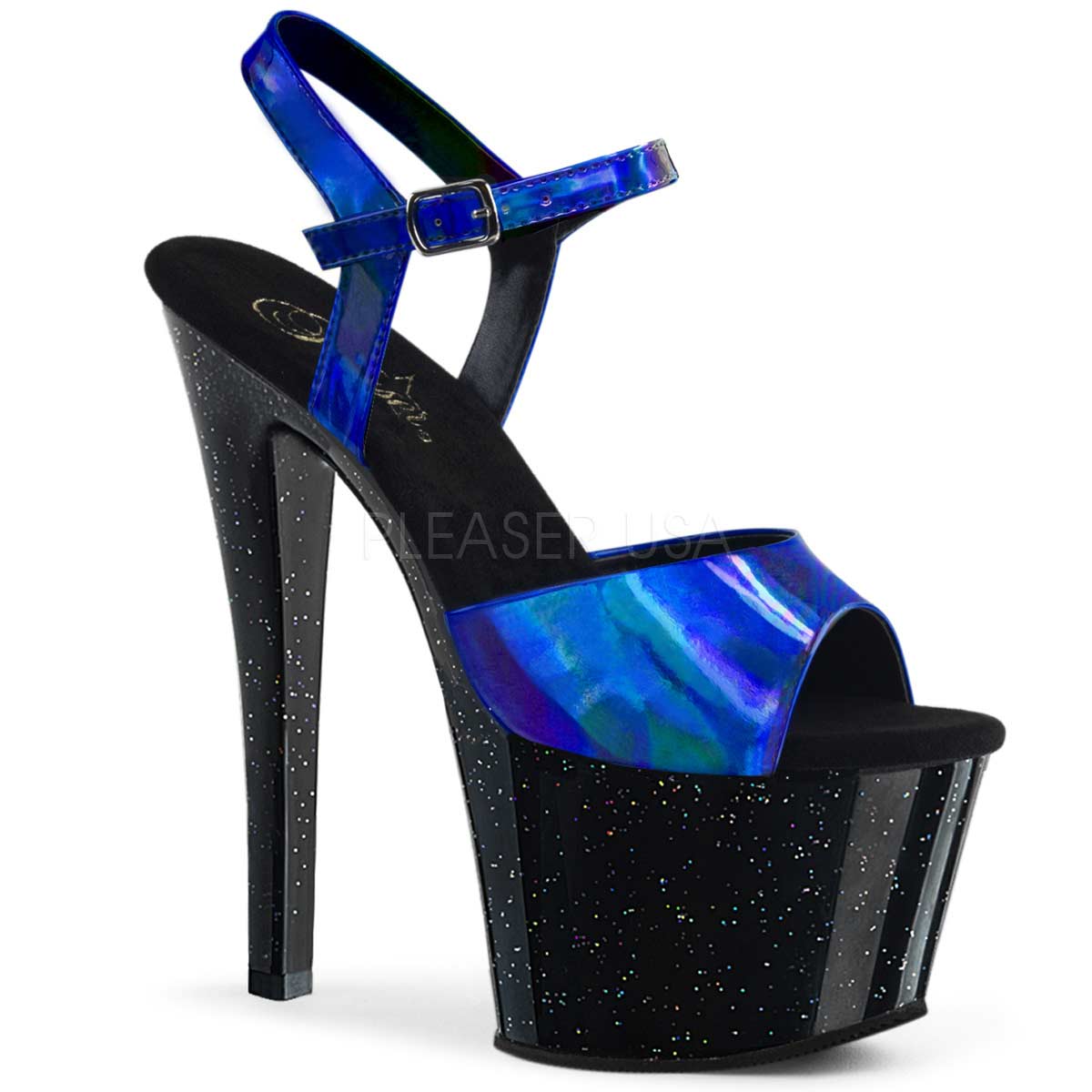 Pleaser Sky-309HG - Cobalt Blue Hologram Black in Sexy Heels ...