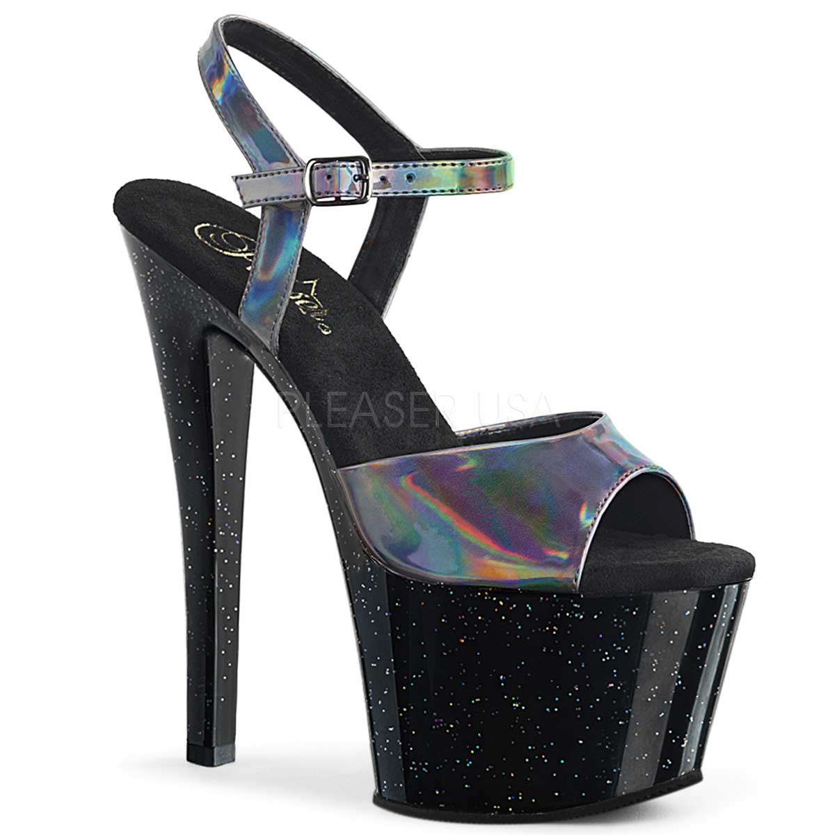Pleaser Sky-309HG - Pewter Hologram Black in Sexy Heels & Platforms ...