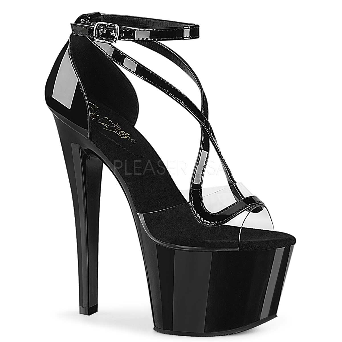 Pleaser Sky-355 - Clear Black Pat in Sexy Heels & Platforms - $50.99