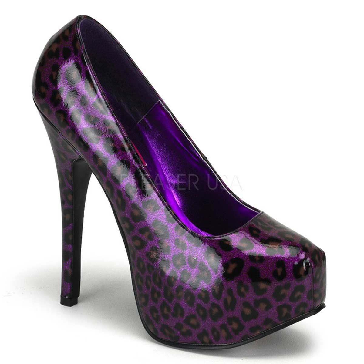 Pleaser Bordello Teeze-37 - Purple Cheetah Patent in Sexy Heels ...